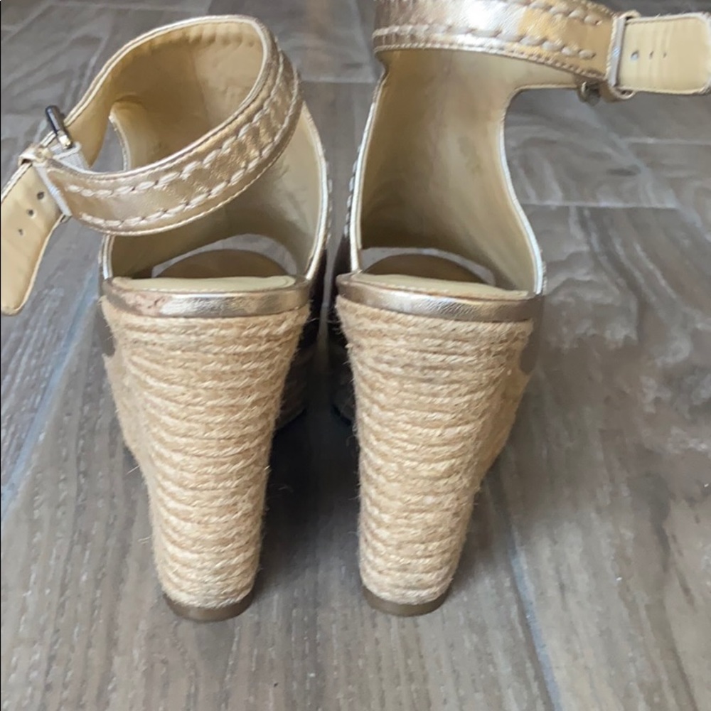 Marc Fisher Metallic Gold Espadrille Wedges - Gem